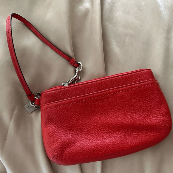 Bags | Coach Park Leather Medium Red Wristlet Clutch | Poshmark